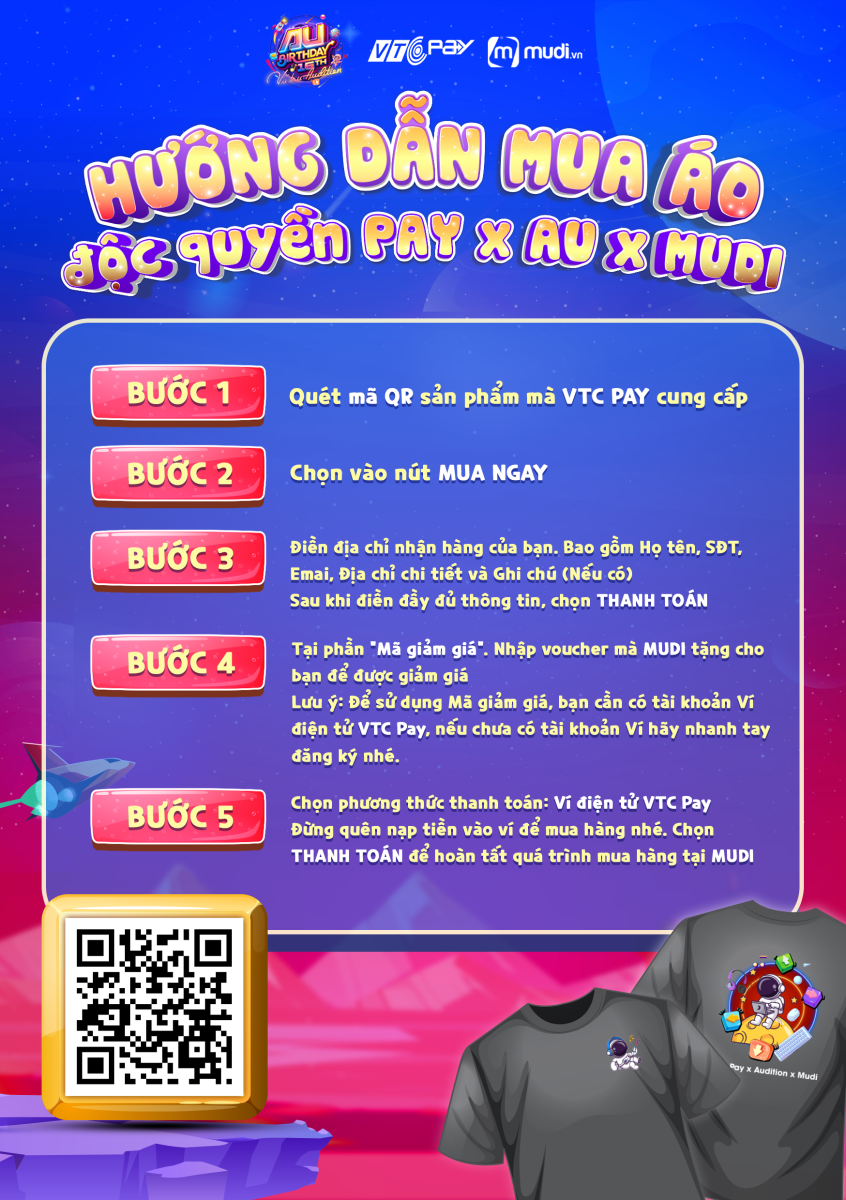 [VTC Pay x Audition x Mudi]: Hướng dẫn nhận quà và sử dụng Voucher giảm giá